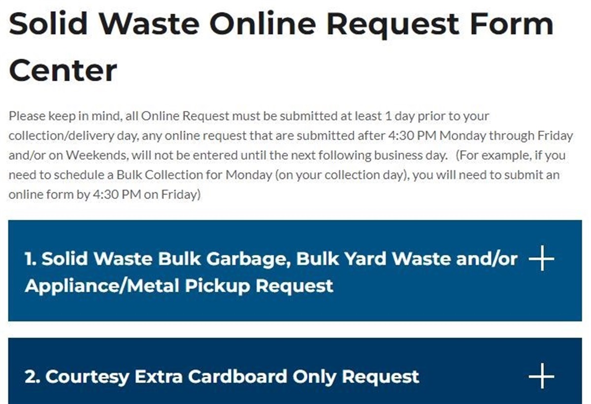 Solid Waste Online Request Form Center - North Port, FL